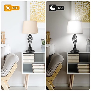 COSTUBE Set of 2 Touch Control 3-Way Dimmable Table Lamp with Switch, Bedside Lamp with USB Port AC Outlet Nightstand Lamp with Fabric Shade for Living Room Bedroom, Daylight White Bulbs Included