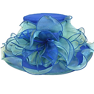 Ruphedy Women Derby Church Dress Fascinator Wide Brim Tea Party Wedding Hats S042b (S615-Turquoise)