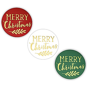 Pipilo Press 500 Pieces Merry Christmas Gold Foil Envelope Stickers, Festive Seals for Envelopes, Gift Tag, Xmas Card Labels Roll for Personalized Greeting Cards and Notes (2 Inch)