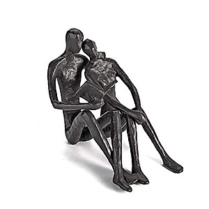 Ambipolar Romantic Reading Couple Bookshelf Decor, Cast Iron Bookend, Aesthetic Room Decor, Office Desk Decor, Home Decorative Bookend for Heavy Books, Satin Black