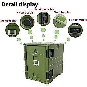 RISELY Insulated Food Pan Carrier, 90L Catering Insulated Hot Boxes with 3 Layer Isolation and 6 Pallet Design, 8-12H Heat Insulation, 360° Movement, for Canteen, Restaurant, Hotels