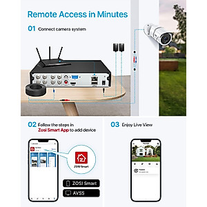 ZOSI 5MP Lite Home Security Camera System,H.265+ 8Channel CCTV DVR and 4PCS 1920TVL 1080p Weatherproof Outdoor Indoor Surveillance Cameras,120ft Night Vision,Remote Access,No Hard Drive