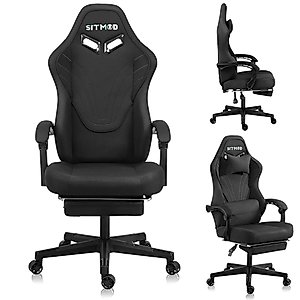 SITMOD Gaming Chairs for Adults Executive Office Chair Back Support Comfy Fabric Ergonomic Chair with Footrest Lumbar Support Computer Chair PC Racing Chair Reclining Swivel Massage Gaming Chairs