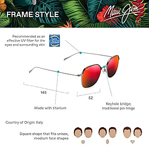 Maui Jim Men's and Women's Moon Doggy Polarized Fashion Sunglasses, Gunmetal/Hawaii Lava ™, Medium