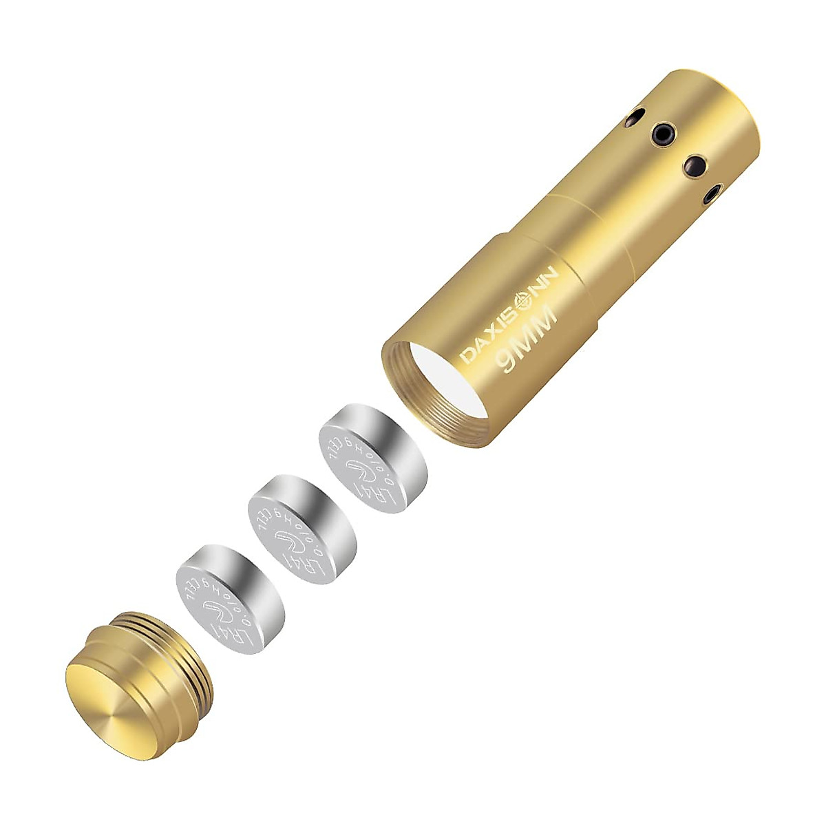 DAXISONN Laser Bore Sight 9mm Bore Sighter Red Laser Boresighter Bore Site Tool for Fast Zeroing with Two Sets of Batteries (3 Batteries/set)