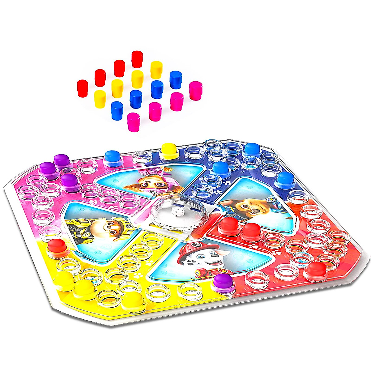 Nick Jr Paw Patrol Pop Up Game - 4 Pack Bundle with Nickelodeon Paw Patrol Board Game for Kids with Pop Up Dice, Stickers, and Stampers (Paw Patrol Party Favors)