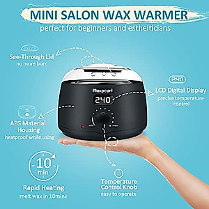 Maxpearl Digital Waxing Kit - Women Men Hard Wax Melt Warmer Kit for Hair Removal - Sensitive Skin, Eyebrows, Face, Underarms, Brazilian, Bikini, Legs