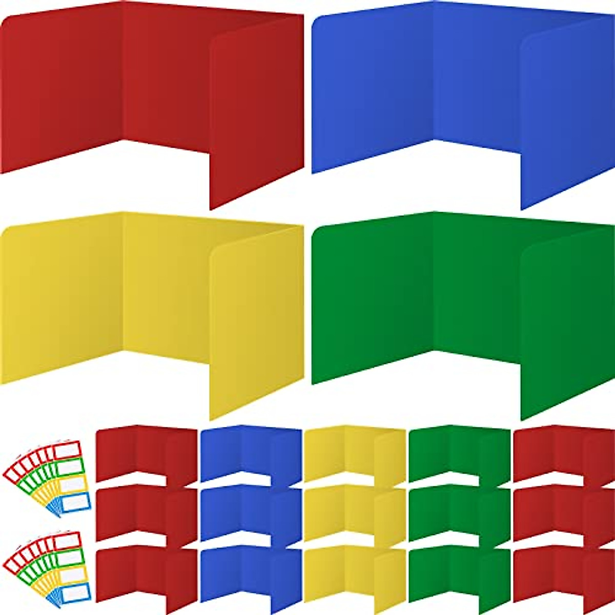 24Pcs 14 x 17.5 x 14 Inch Plastic Privacy Boards for Student Desks Durable and Waterproof Privacy Folders Shields Test Dividers with Colorful Classroom Privacy Boards for School Study Teacher Supplies