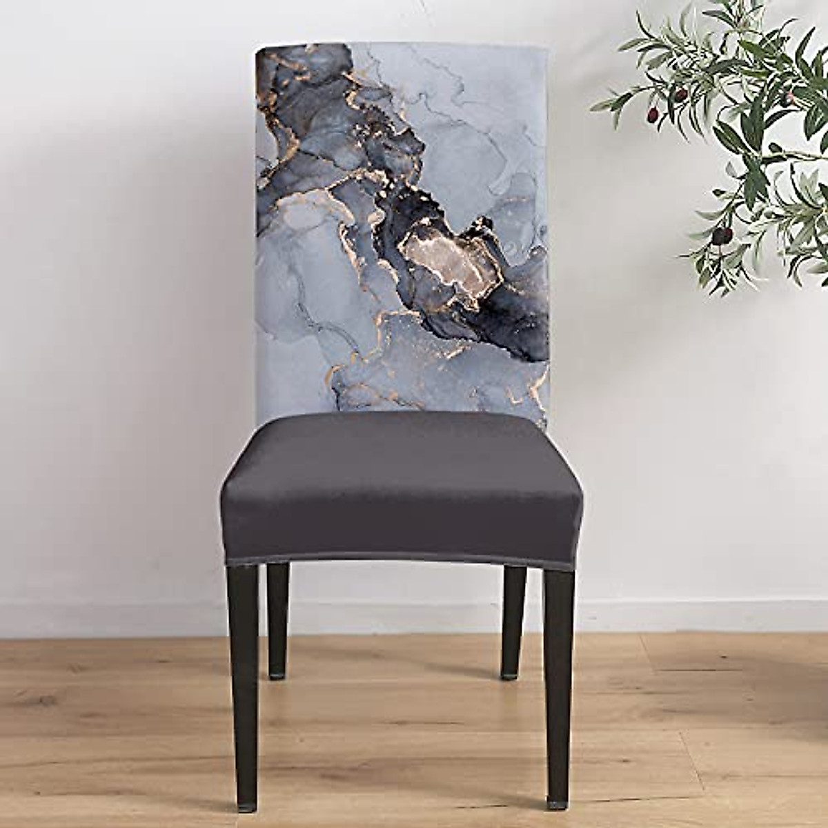 Chair Covers, Gold Gray Marble Chair Covers, Chair Cover for Dining Room Chairs & Kitchen Chairs, Dining Chairs Set of 8 Chair Covers, Dining Room Chair Covers