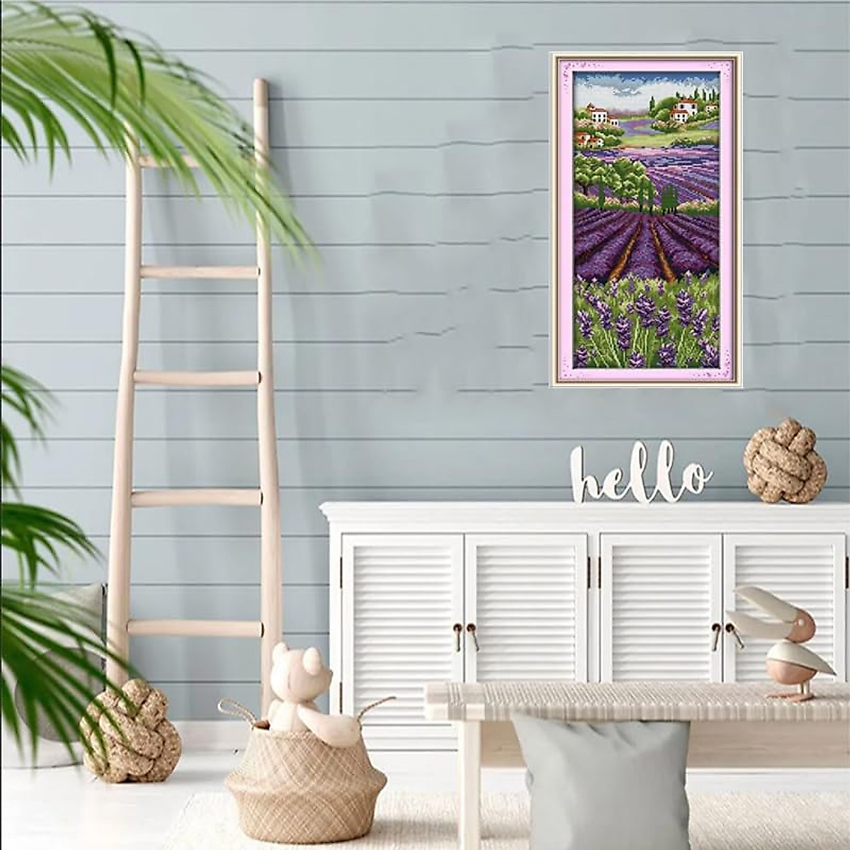 Lavender Champaign Stamped Cross Stitch Kits for Adults, Scenery Counted Pattern Needlepoint Kits Crafts Dimensions Cross-Stitch Stamped Kits Embroidery Kits Arts Craft Kits for Wall Art Gift