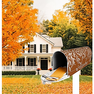 EKOREST Fall Mailbox Covers Magnetic Standard Size 18"x21",Seasonal Welcome Fall Leaves Mailbox Wraps,Autumn Thanksgiving Post Letter Box Cover for Outdoor Décor