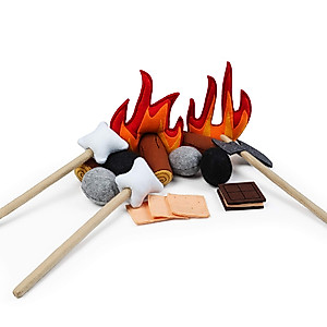 UANDME 21pcs Pretend Camping Play Set Safe Campfire Toys for Kids Dramatic Play Toys for Boys and Girls Doll Camping for Preschoolers