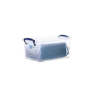Superio Clear Storage Bins with Lid Stackable Plastic Deep Storage Latch Box with Snap Lock Closure (3 Quart)