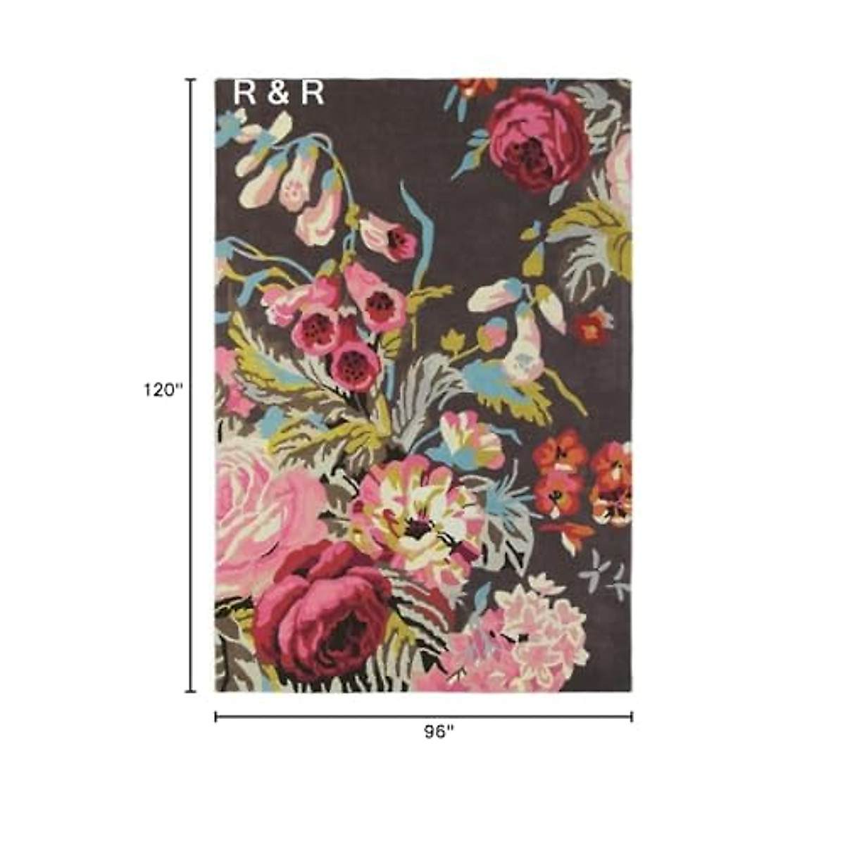 Restoration and Renovation Modern Rose Floral Wool Rug | Handmade Area Rug with Garden Colorful Flowers for Living Room Dining Room and Kitchen (Brown, 3x5 ft)