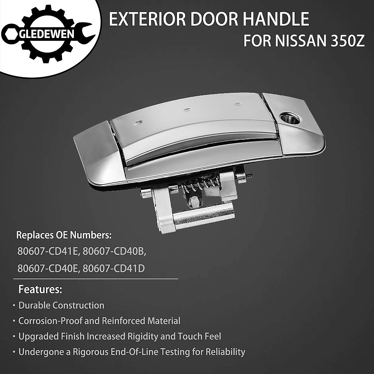 Gledewen Exterior Door Handle Driver Side Left with Key Hole | for 2003-2009 Nissan 350Z | Replaces# 80607-CD41E, 80607-CD40B, 80607-CD40E, 80607-CD41D