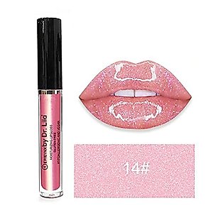 EPILYNX by Dr. Liia Vegan Moisturizing, Long Lasting Lip Gloss - Satin & Glitter - Allergen Free for Sensitive Skin - Shimmer Pink