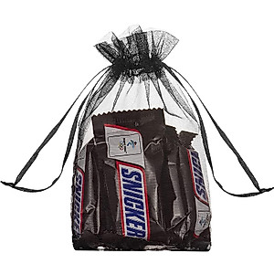 100PCS Premium Sheer Organza Bags, Black Wedding Favor Bags with Drawstring, 4x6 inches Jewelry Gift Bags for Party, Jewelry, Festival, Makeup Organza Favor Bags,net gift bags,drawstring goody bags