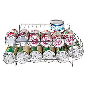 mDesign 2-Tier Metal Wire Standing Pop/Soda and Food Can Dispenser Storage Rack Organizer with Top Shelf for Kitchen Pantry, Countertop, Cabinet - Holds 12 Cans - Chrome