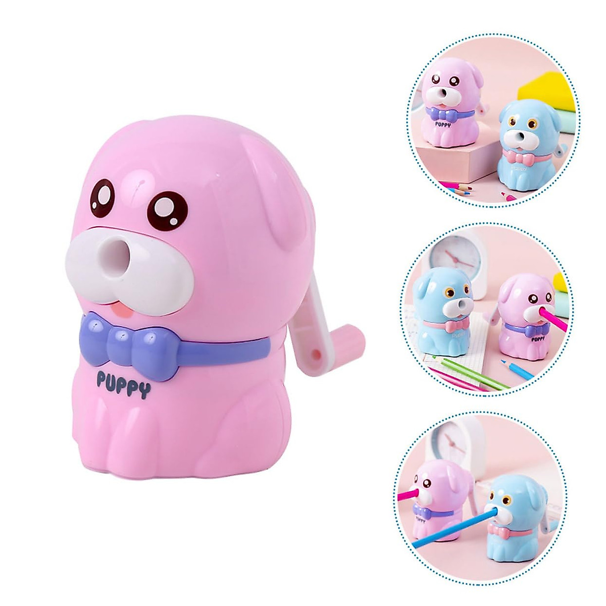 STOBOK Puppy Pencil Sharpener for Kids Manual Pencil Sharpener Mini Cute Manual Pencil Cutter for School Supplies Classroom Stationery Accessories, Pink