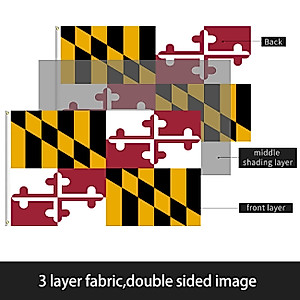 POZOY 3x5ft Double Sided Maryland State Flag, Upgraded Heavy Duty 3 Ply Polyester MD State Flags, Vivid Print, Fade Proof, Double Stitched and Brass Grommets for Indoor and Outdoor Decor (Maryland)