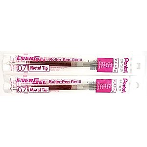 2 Pk Pentel LR7-P EnerGel Refills, 0.7 mm Medium, Pink