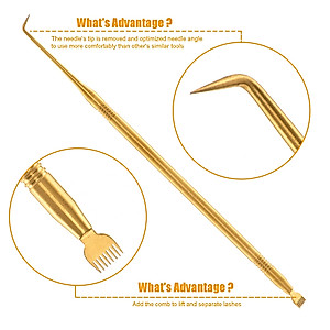 EKYSSO 2 PCS Lash Lift Perm Tool, Eyelash Lift and Tint Tool, Lash Separator Tool with Separating Comb, Eyelash Lift Perm Applicator, Lash Perming Brush, Lash Lift Supplies (Golden Color)