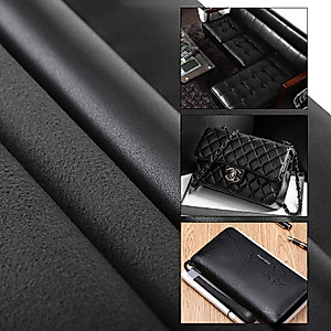 PU Fabric Material 1 Yard 54" x 36" Faux Synthetic Leather Sheets 1.2mm Thick Perfect for Upholstery, DIY Crafts, Hat Making, Hair Crafts Making, Sewing, Shoe Making (Black)