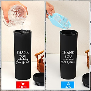 Rtteri 10 Pcs Thank You Cups Employee Appreciation Gifts 16oz Skinny Tumblers with Lids and Straws Plastic Tumblers for Team Coworker Teacher Staff Christmas Gifts(Neutral Color,Appreciation)