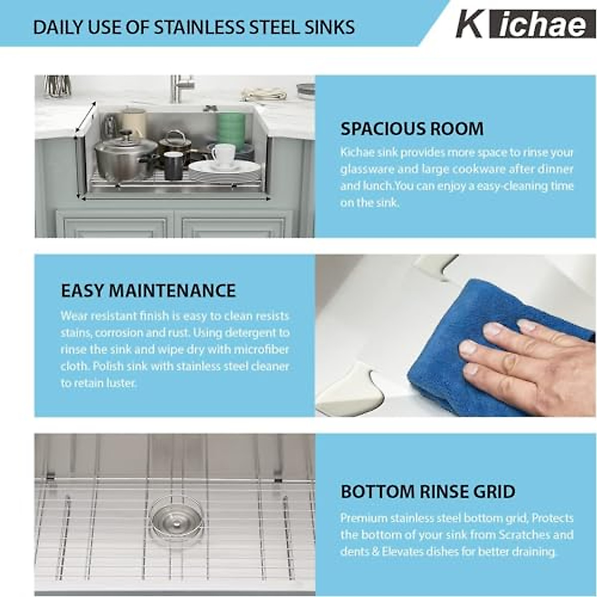 27 Undermount Kitchen Sink - Kichae 27"x19" Kitchen Sink Ledge Workstation Stainless Steel 18 Gauge Single Bowl Under Counter Sink Basin All In One Deep Sink With Cutting Board