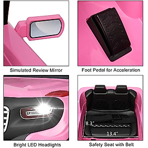 VALUE BOX Electric remote control Truck, Kids Toddler Ride On Cars 6V Battery Motorized Vehicles Children's Best Toy Car Safe with 3 Speeds, music, seat belts, LED lights and realistic Horns (Pink)…