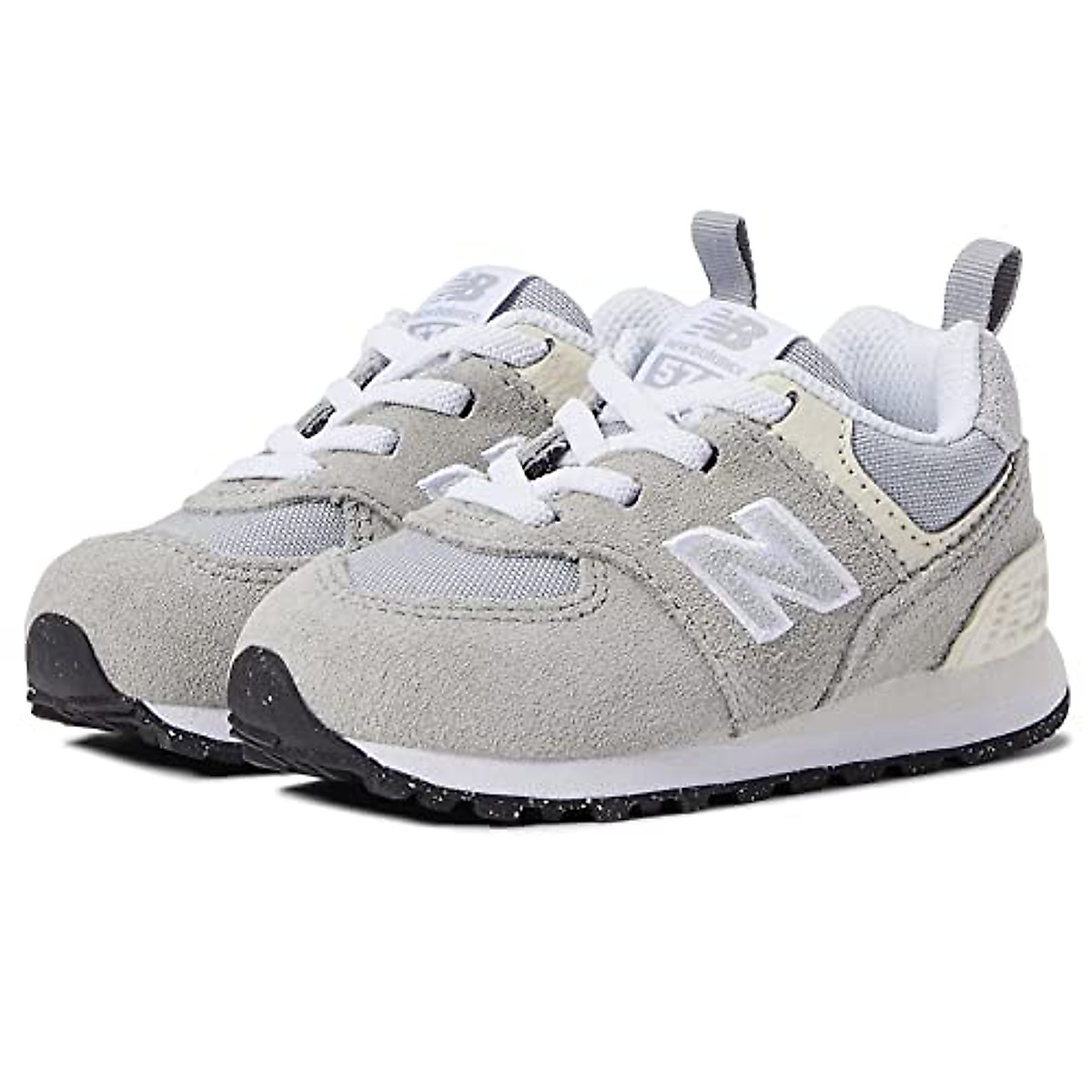 New Balance Kid's 574 V1 Bungee Sneaker, Team Away Grey/Silver Mink, 5 M US Toddler (1-4 Years)