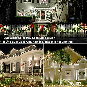 Brizled C9 Christmas Lights White, 33ft Faceted 50 LED Christmas Lights String Connectable Outdoor Xmas Decorative Light Strand, 120V UL Certified for Christmas Tree, Garden, Holiday, Yard, Party