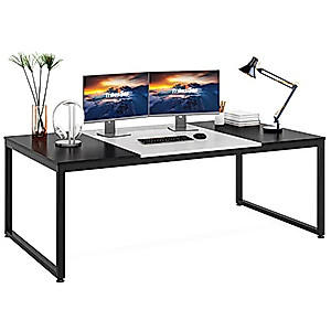 Tribesigns 70.8 Inch Modern Executive Desk, Large Workstation Office Computer Table, Modern Simple Business Study Writing Desk Furniture for Home Office, Black and White