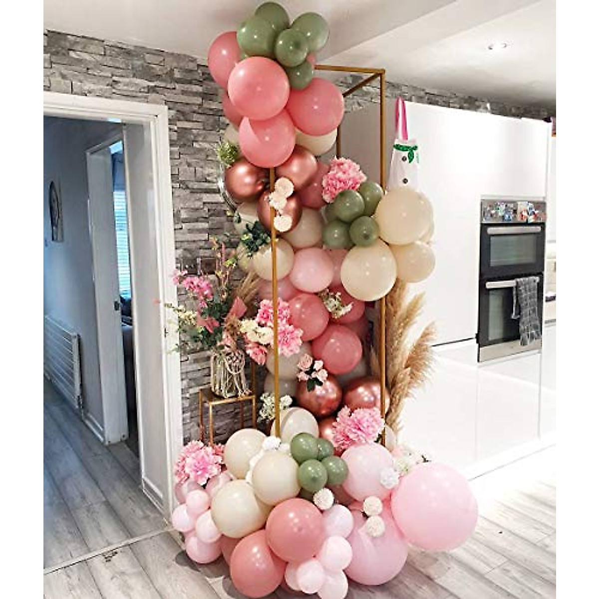 Rose Red Balloon Garland Arch Kit – 102 Pack Olive Green Rose Red Blush Balloons ,Metallic Rose Gold Balloon for Wedding Baby Shower Birthday Evening Dinner Tea Party Decorations