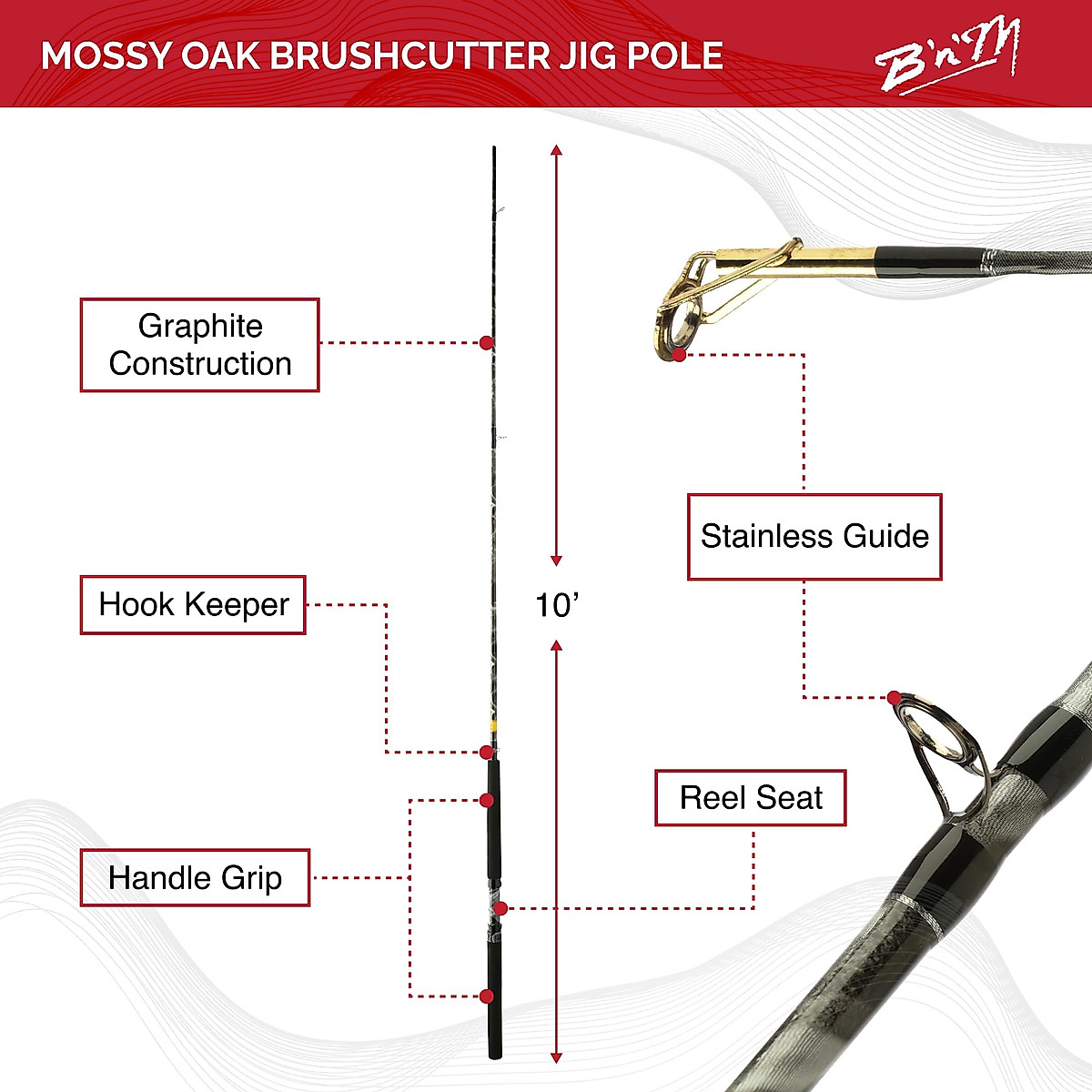 B'n'M Mossy Oak Brushcutter 10ft/2pc