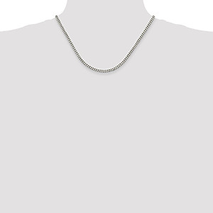 Solid 925 Sterling Silver 3.5mm Curb Cuban Chain Necklace - with Secure Lobster Lock Clasp 18"