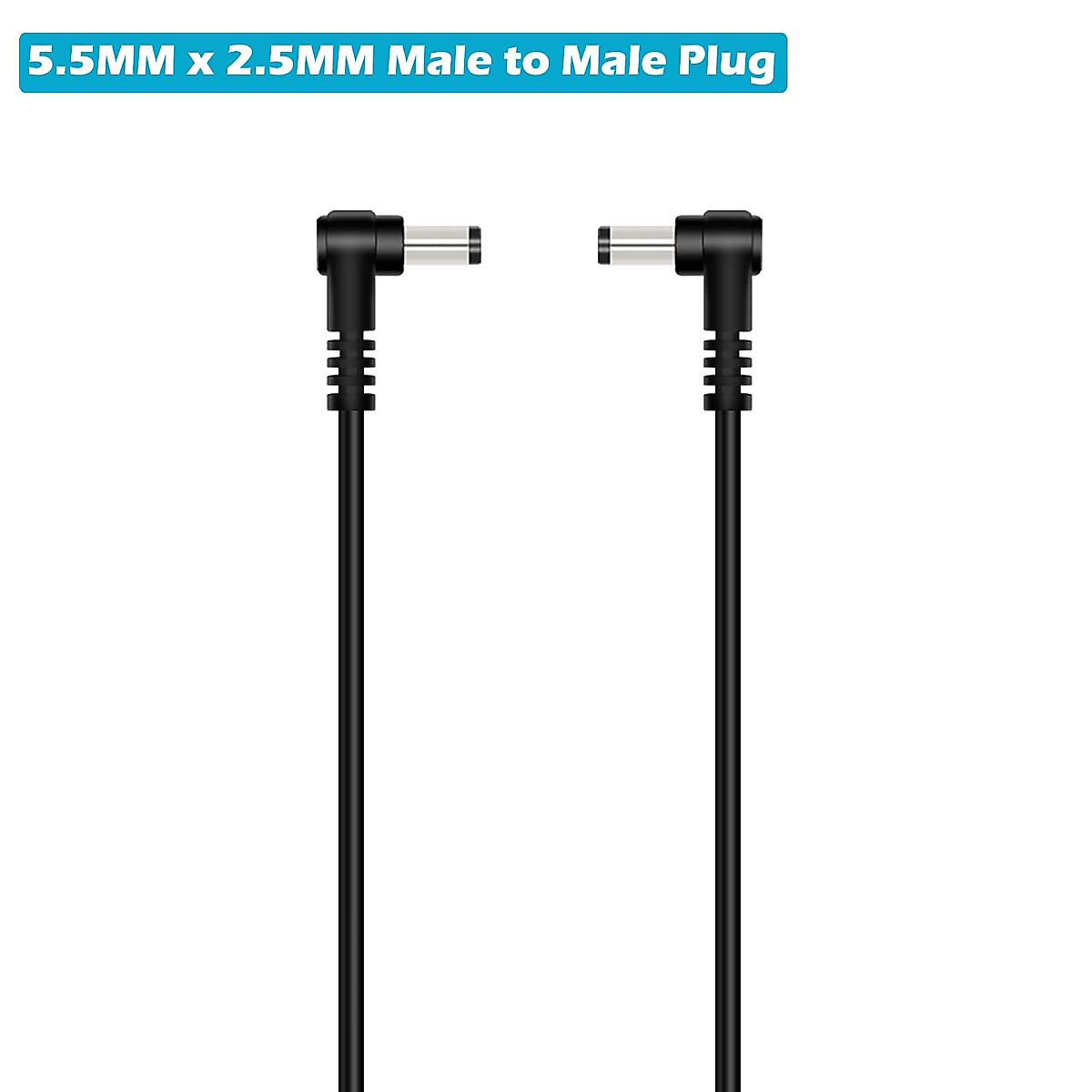 Fancasee (4 Pack 1 ft 5.5mm x 2.5mm 90 Degree Right Angle Male to Male Right Angle DC Power Adapter Cable Cord for IP Camera CCTV Surveillance Security Camera LED Strip DVR Router Invoice Printer