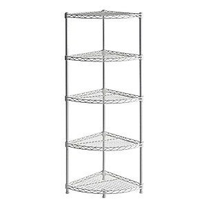 Muscle Rack WSCR141447 5-Shelf Steel Wire Corner Shelving Unit, 14" Width, 47" Height, 14" Depth , White