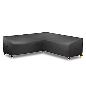 iBirdie Outdoor Sectional Cover for 120 x 120 inch L-Shaped Patio Sofa Waterproof Weatherproof 600D Heavy Duty Garden Furniture Cover Outside Sectional Couch Cover L Shape
