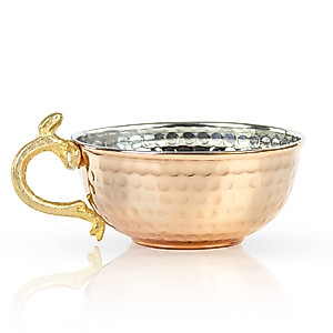 JAIRESTONE Copper Shaving Bowl and Cup - Turkish Hand Hammered Shaving Bowl - Safety Razor and Brush Holder - Traditional Shaving Cup - Lather Bowl for Shaving - Barbers Shop Utensil