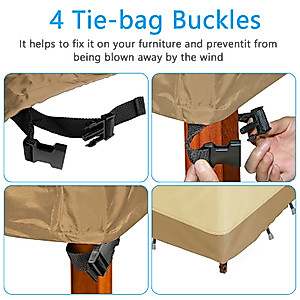 iCOVER Patio Furniture Cover, 56"x56" Square/Round Patio Table Cover, Easy On/Off, Waterproof Dustproof Cover for Outdoor Dining Table Set, Sectional Sofa Set, SAND