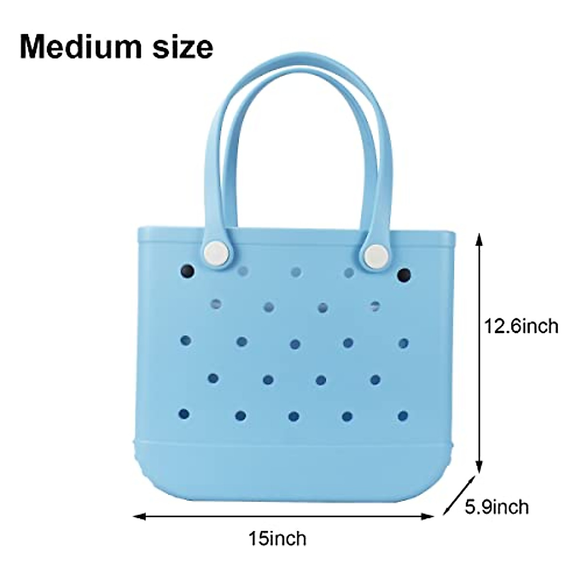 Juyeesm Medium Beach Bag, Waterproof Rubber Beach Bag, Washable Open Tote Bag Durable Tote Travel Bags for Outdoor Sport