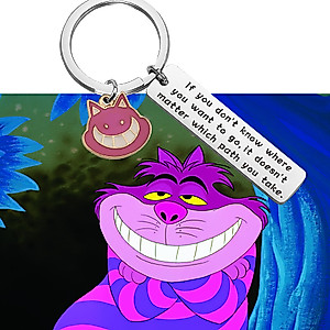 BAUNA Alice Keychain with Cartoon Pink Cat Gift for Graduates BFF