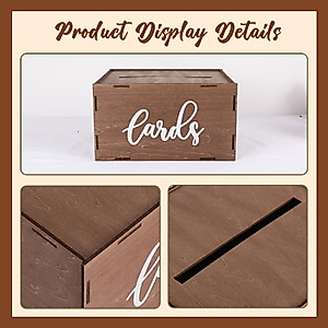 OurWarm Wedding Card Box with Lid, Wood Gift Card Box for Wedding Reception, Rustic Envelope Money Box for Wedding Party Birthday Bridal Shower Baby Shower Graduation Decorations (11.6x10.4x6.5 inch)