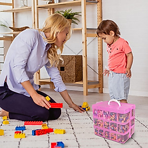 Egaageoi 3-Tier Stackable Hair Supplies Organizer - 30 Adjustable Compartments Bead Organizers and Storage with Handle for Arts, Crafts Storage, Hair Accessories, Washi Tapes