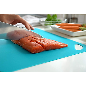 Dexas Heavy Duty Cutting Board Grippmat, Flexible Cutting Boards for Kitchen, Set of 4, Non Slip Plastic Board Cutting Mat 11.5 by 14 inches, Bright Blue, Yellow, Orange and Pink Set Kitchen Gadgets