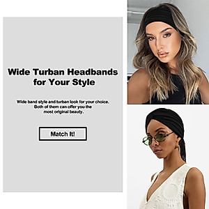 Tobeffect Wide Headbands for Women, 7'' Extra Large Turban Headband Boho Cloth Hairband Twisted Knot Hair Accessories, 2 Pack