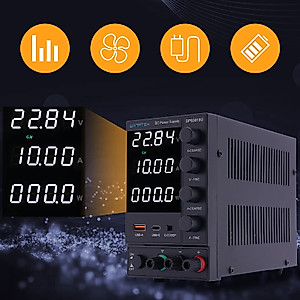Adjustable Switch DC Adjustable Power Supply 4-Digital LED Display AC110V for Lab, Automobile Battery Charger, DIY Tool, Repair, Research (DPS3010U)