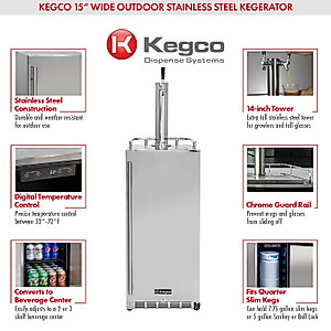 Kegco HK-15-SS Beer Kegerator, 1 Tap, Stainless Steel