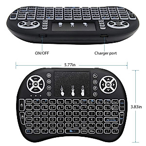 BIFANS 2.4G Mini Wireless Keyboard with Touchpad Mouse, Upgraded Multi Backlit, Portable Wireless Keyboard with USB Receiver Remote Control for Android Smart TV Box Pad Windows Mac